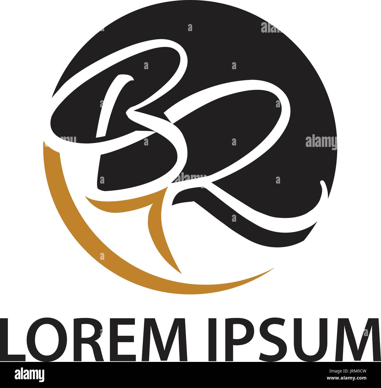 stylish letter BR within a circle, illustration design, isolated on ...