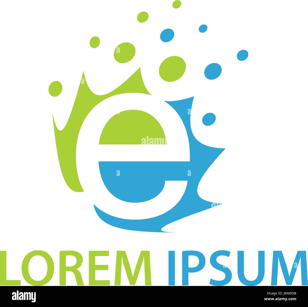 letter e with a stylish shape with flying dots, illustration design ...