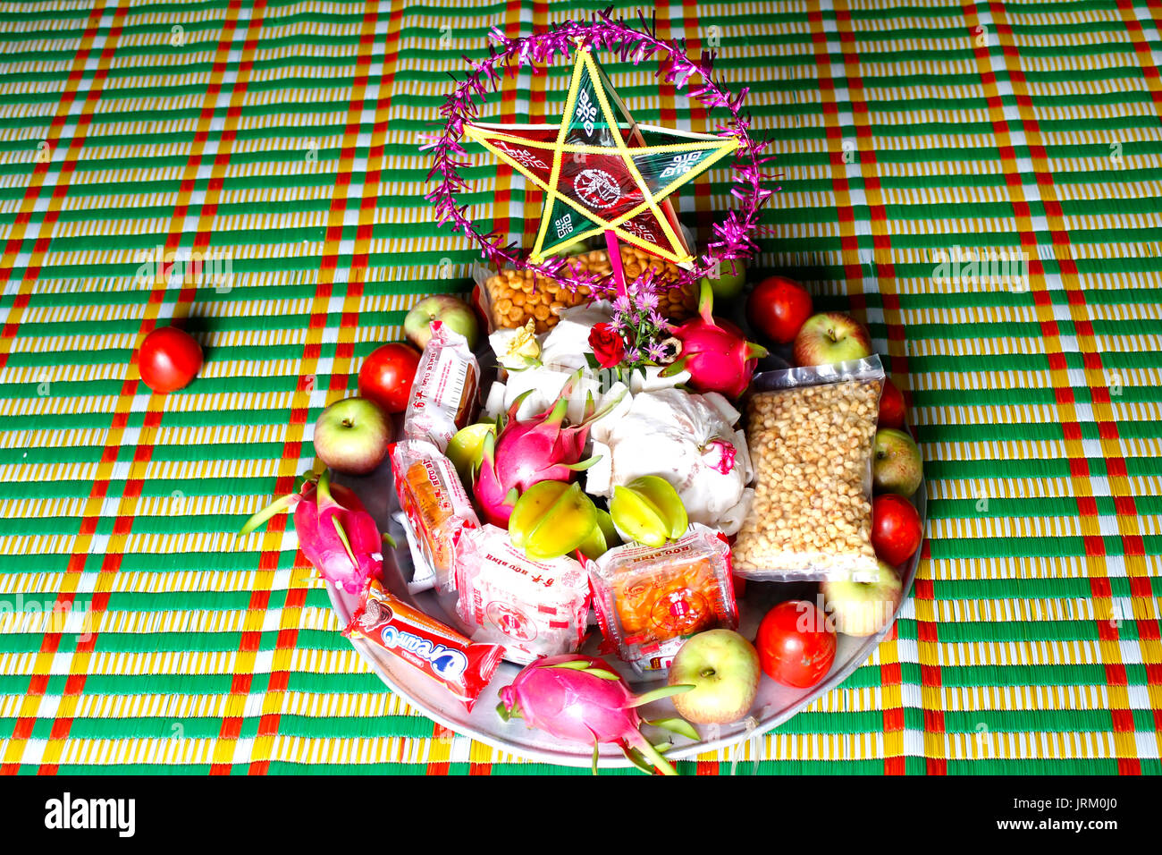candy, fruit tray for full moon festival Stock Photo - Alamy
