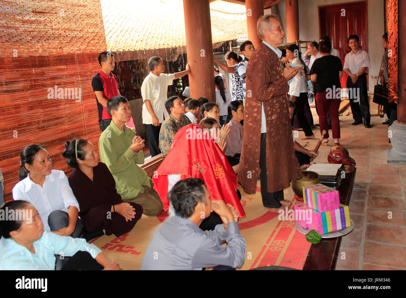 HAI DUONG, VIETNAM, AUGUST, 23: religious masters blessed for a group ...