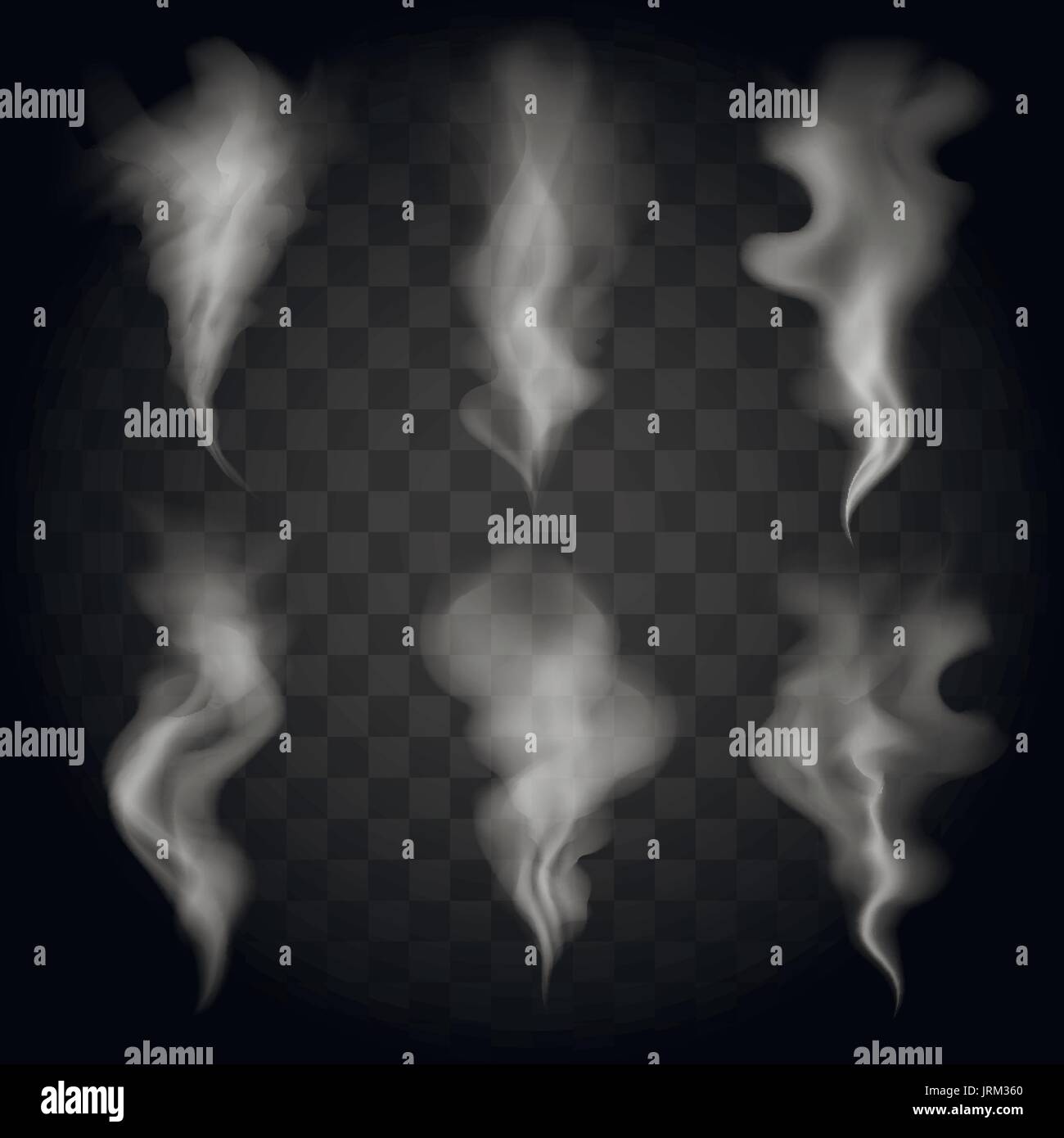 Six vector gray smoke waves. Set of Realistic vector steams on ...