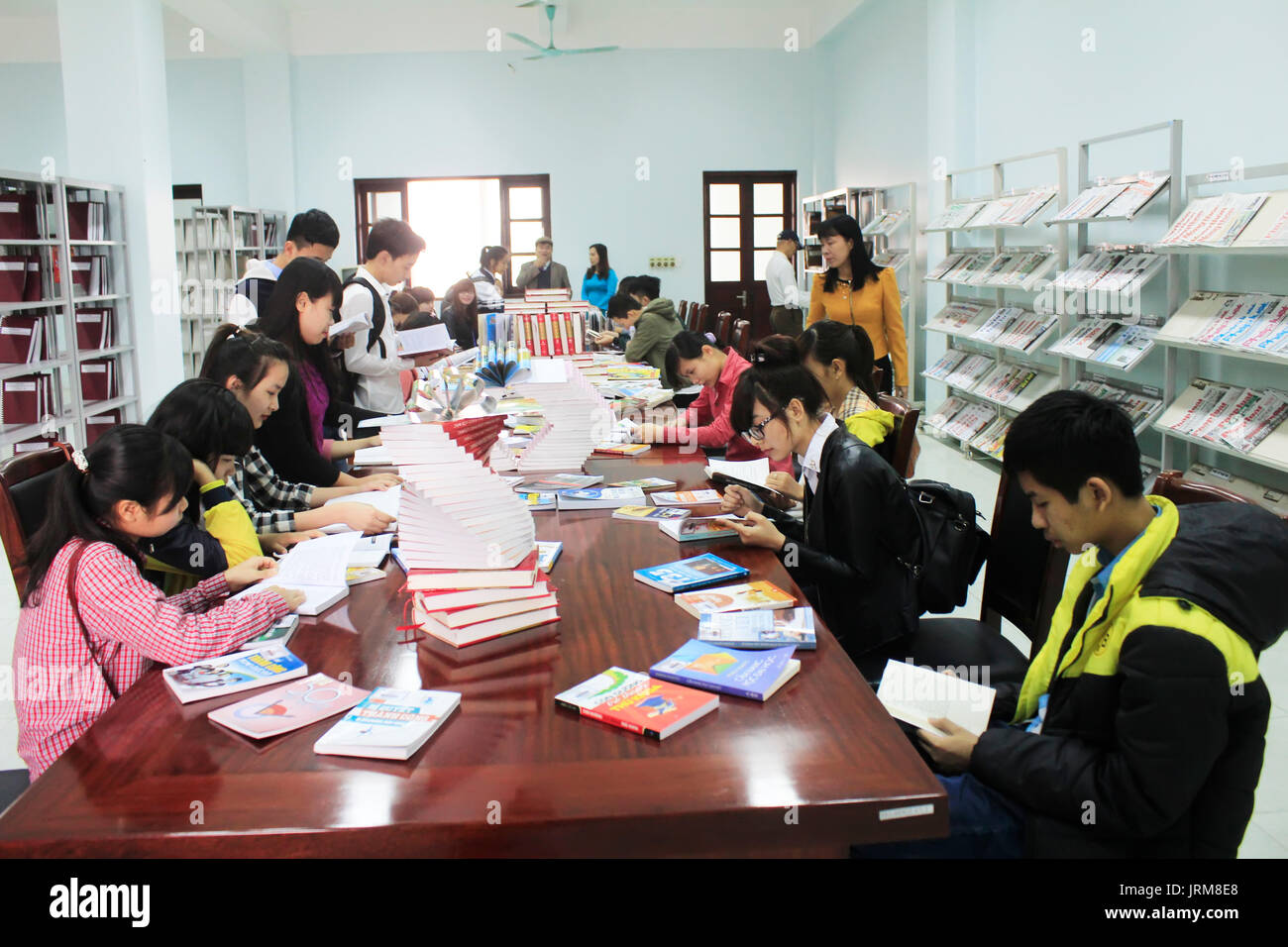 HAI DUONG, VIETNAM, APRIL, 14: Students reading in library on April, 14 ...