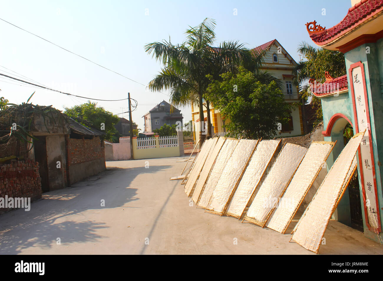 traditionally made rice paper drying in sun, Vietnam Stock Photo - Alamy
