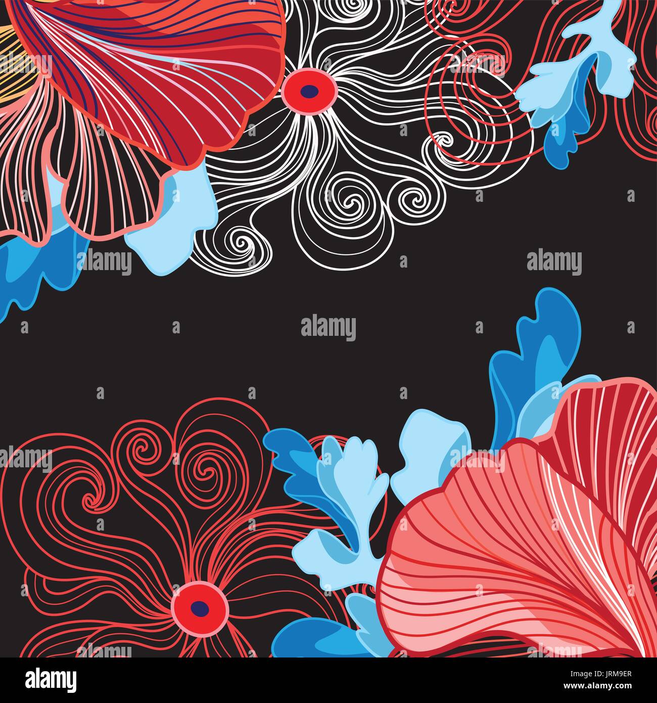 Vibrant vector background with different beautiful flowers large Stock ...
