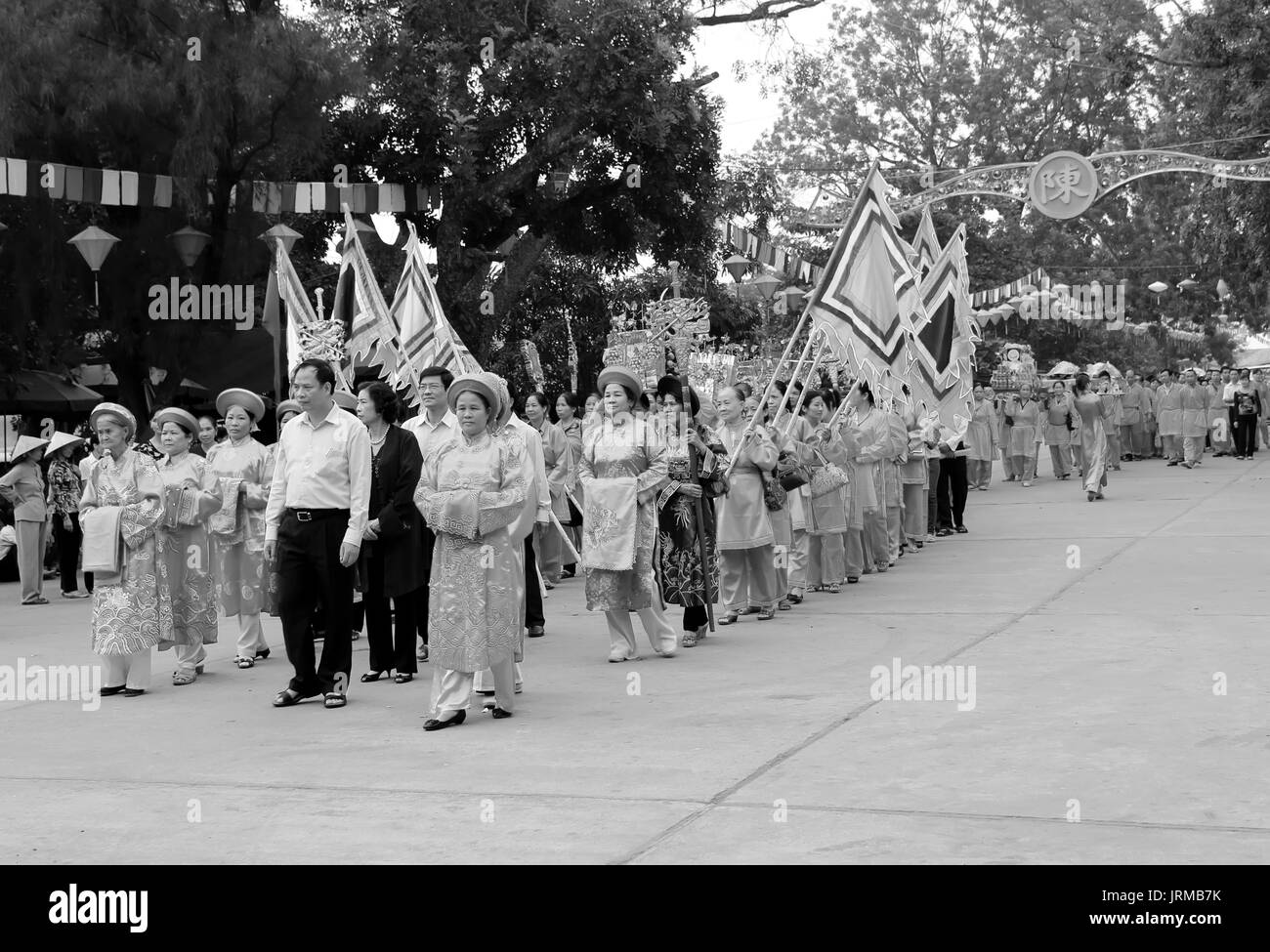 HAI DUONG, VIETNAM, September, 12: Group of people in traditional ...