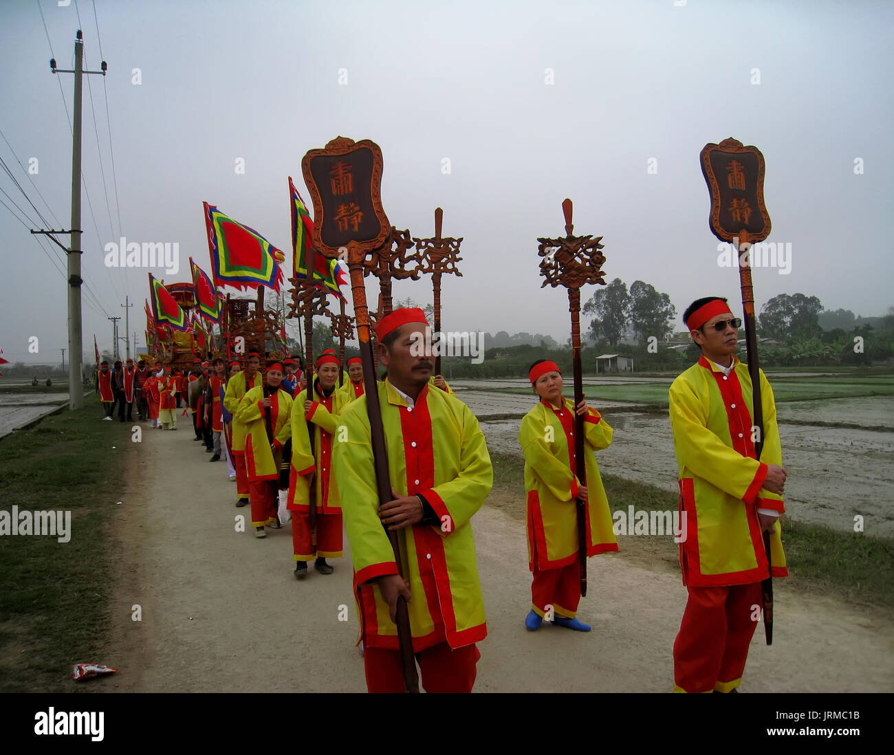 HAI DUONG, VIETNAM, March, 4: Group of people in traditional costume ...