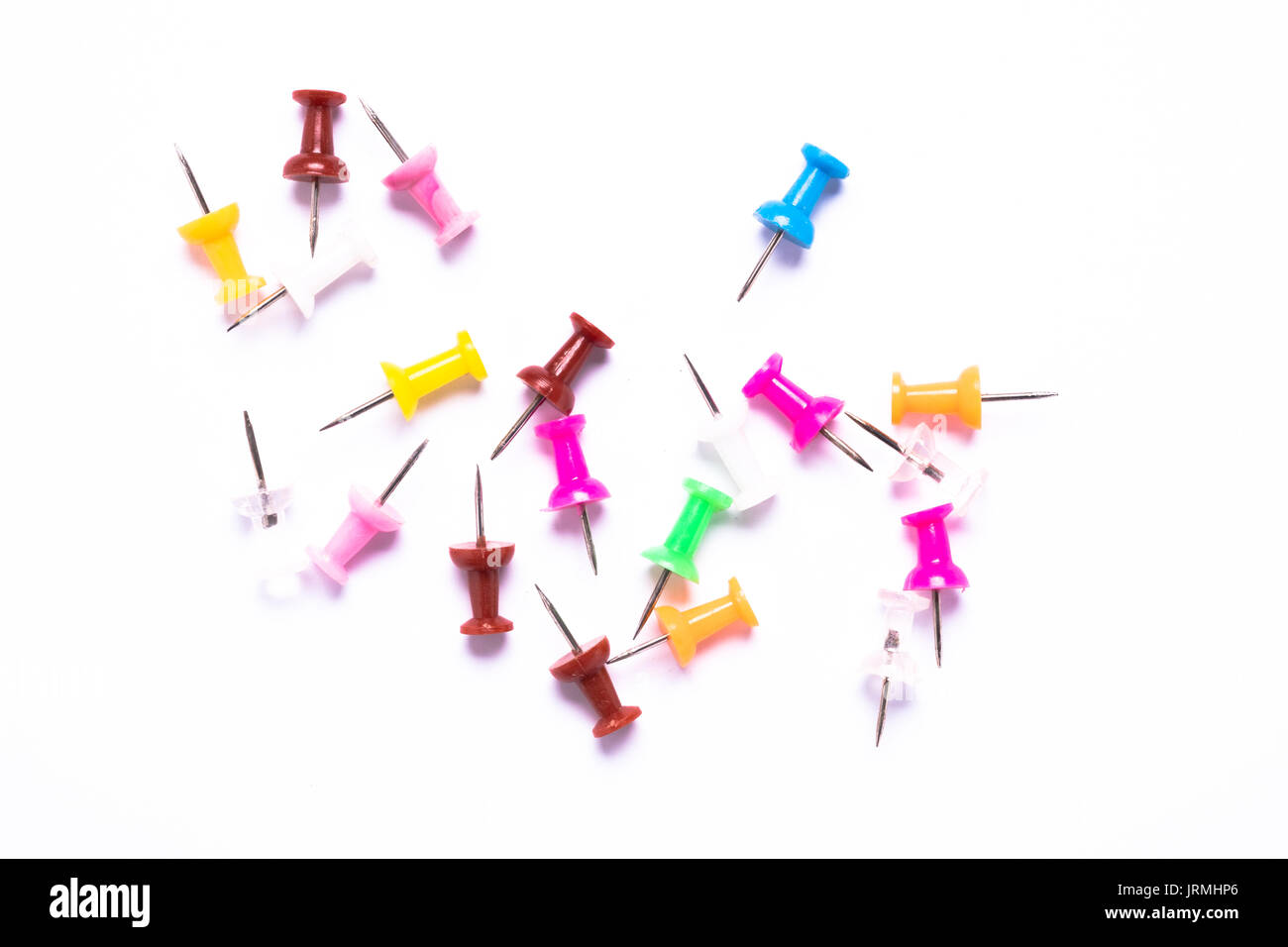 Coloured pins as marker on white ground Stock Photo - Alamy