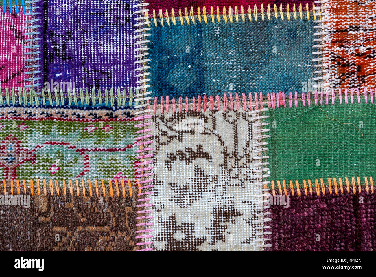 Texture of a piece of old carpet to sew thick threads Stock Photo - Alamy