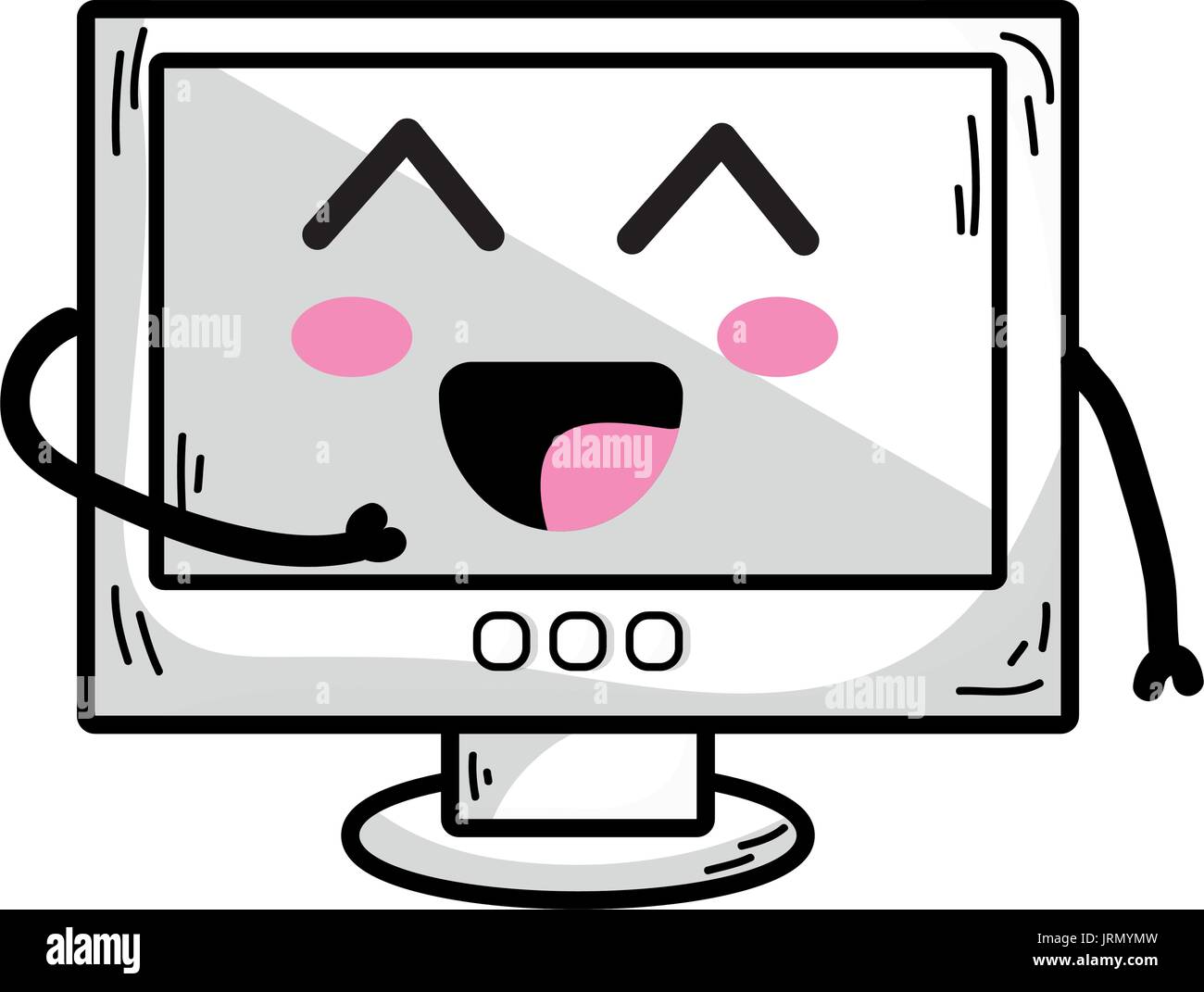 line kawaii cute happy computer technology Stock Vector Image & Art - Alamy