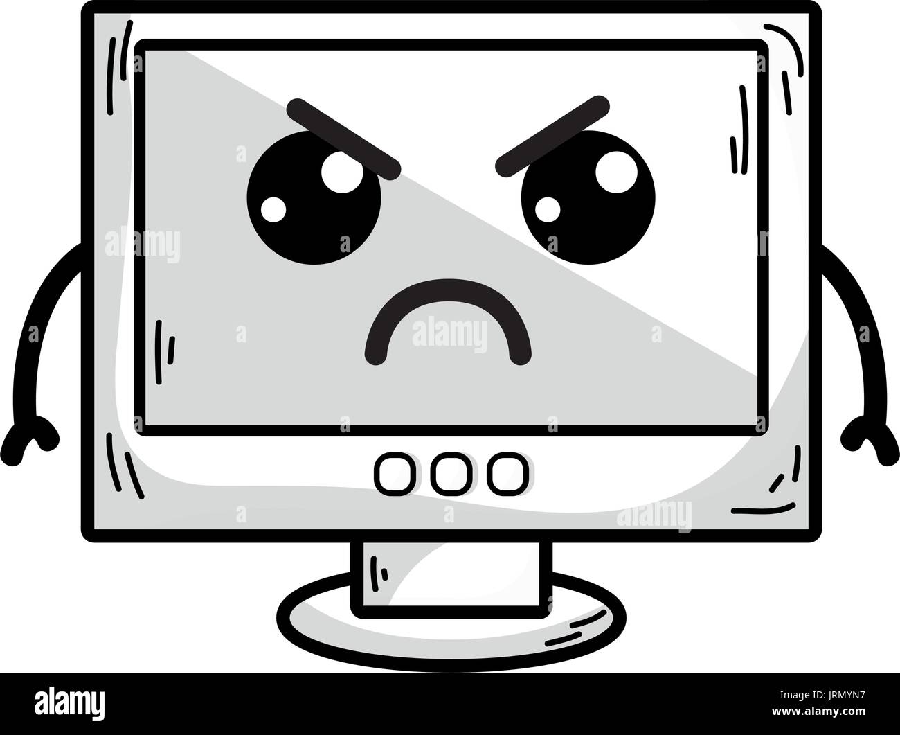 line kawaii cute angry computer technology Stock Vector Image & Art - Alamy