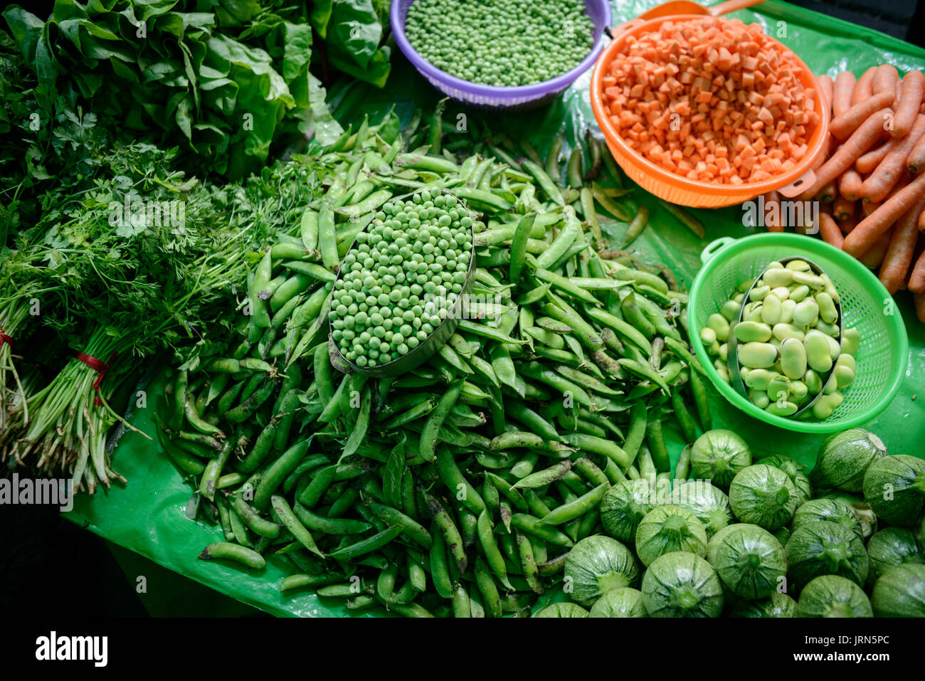 peas for sale at an open market in the streets of Mexico Stock Photo ...