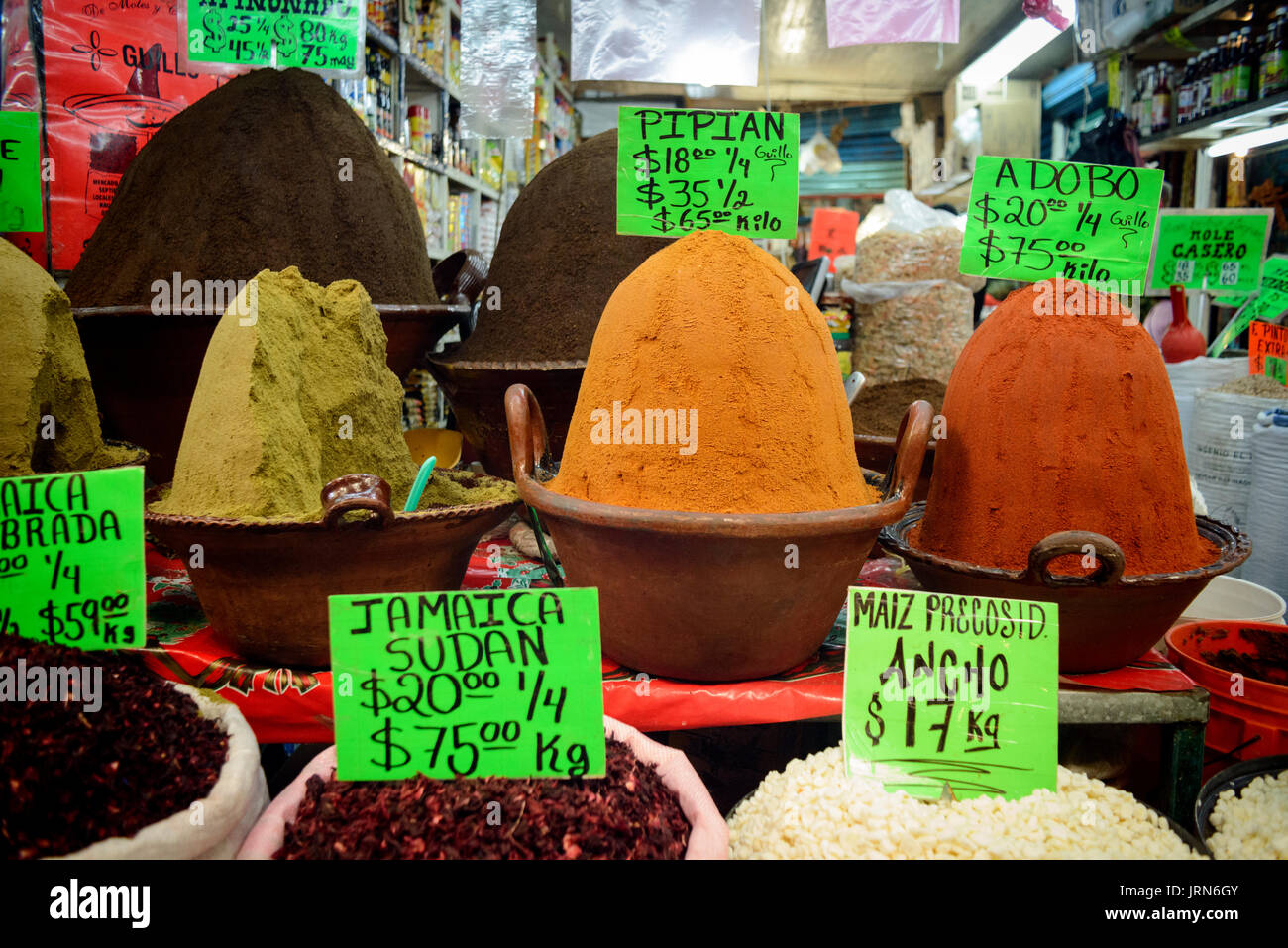 mole for sale at an open market in the streets of Mexico Stock Photo ...