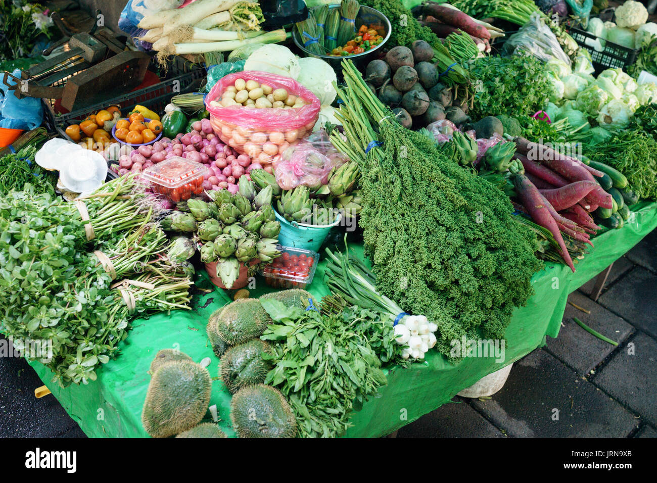 fresh produce at an open market in the streets of Mexico Stock Photo ...