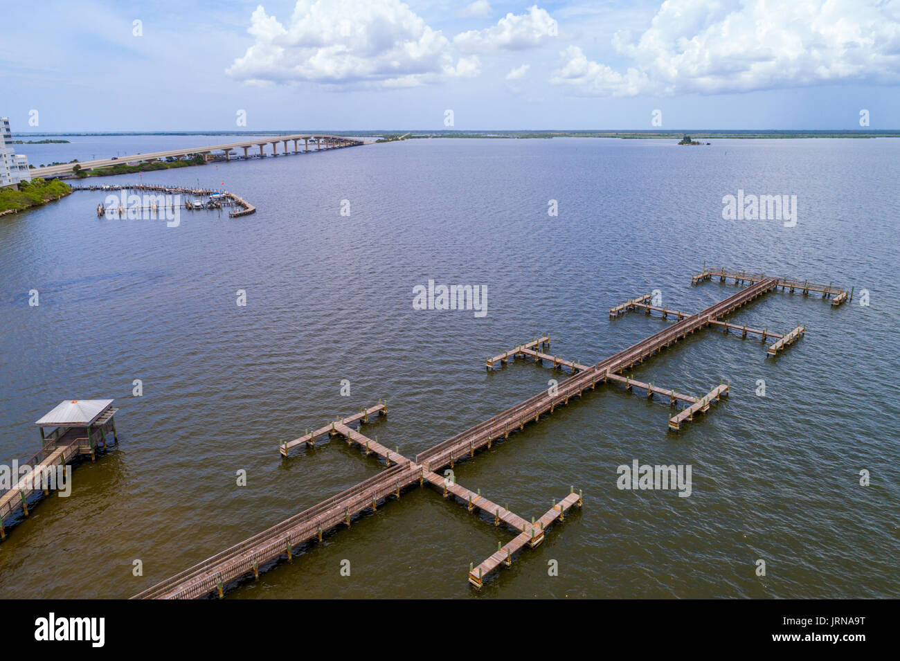 Florida,Titusville,Indian River water,Space View Park Pier,bridge,A Max ...
