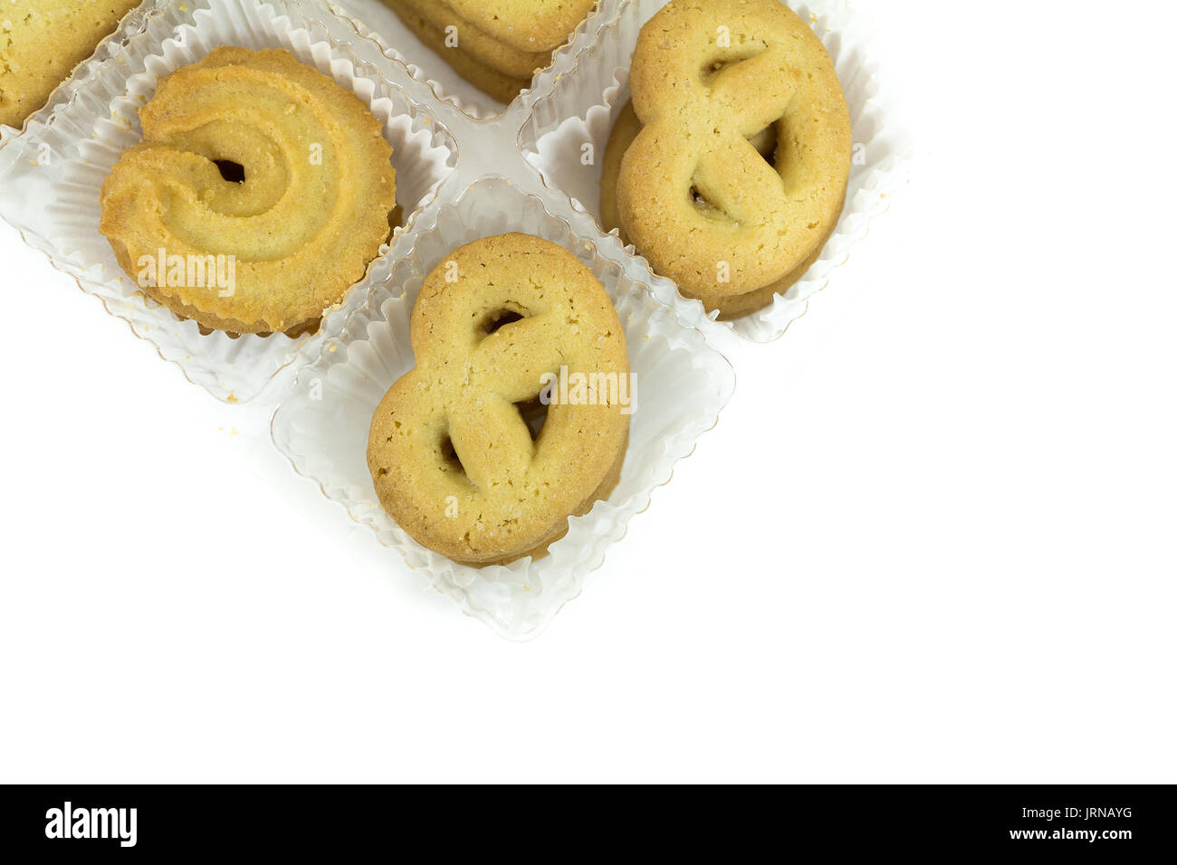 Many type of butter cookies isolated on white background Stock Photo ...
