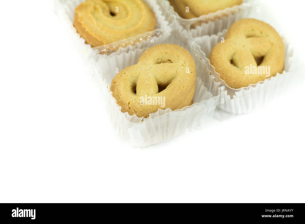 Many type of butter cookies isolated on white background Stock Photo ...
