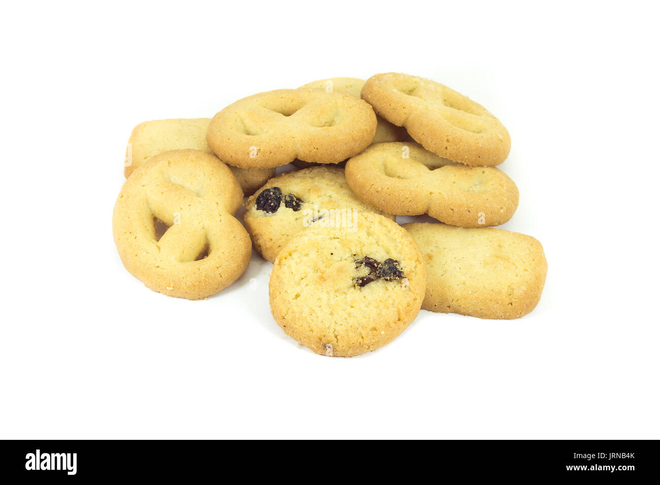 Many type of butter cookies isolated on white background Stock Photo ...