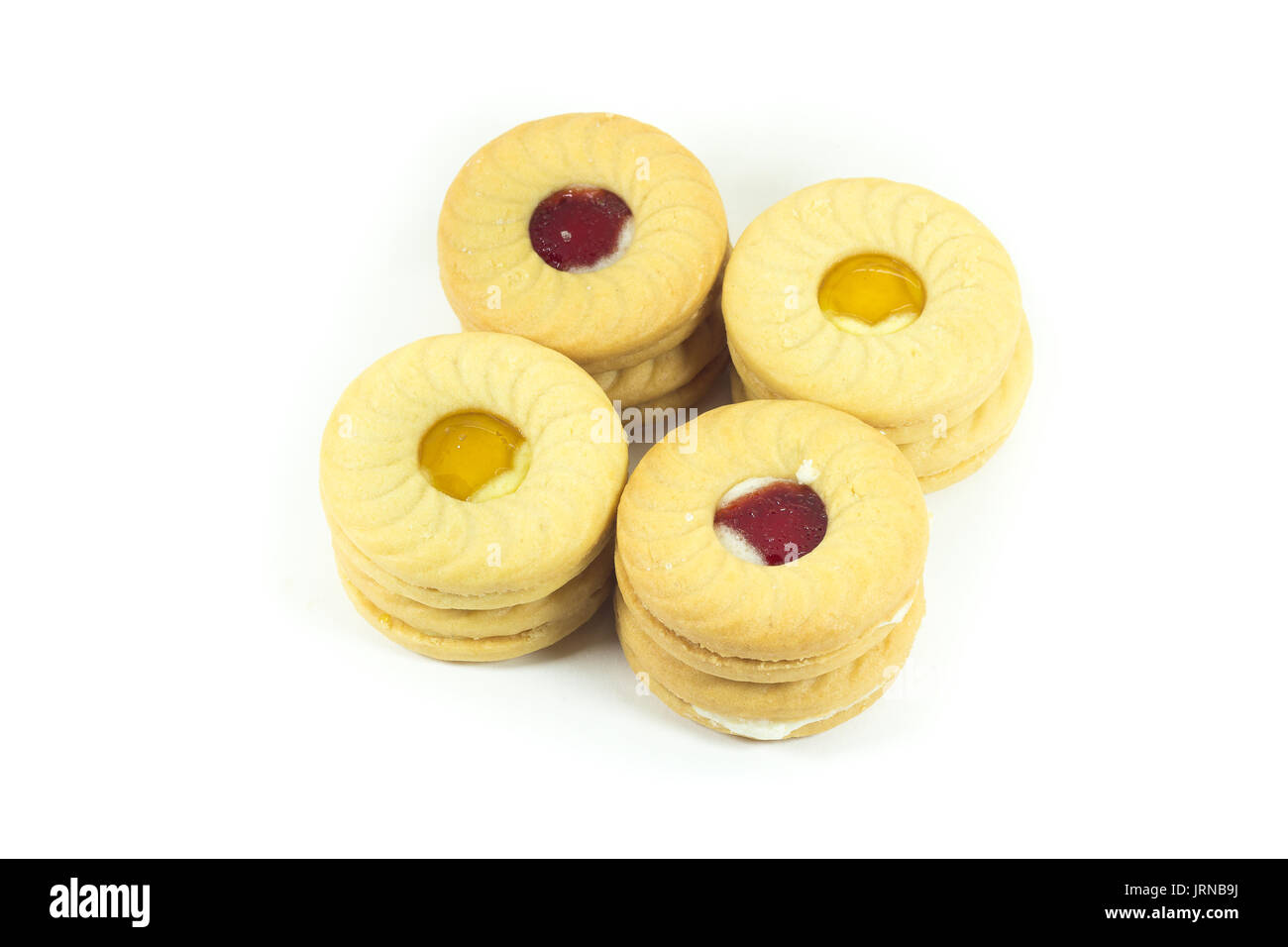 Many type of butter cookies isolated on white background Stock Photo ...