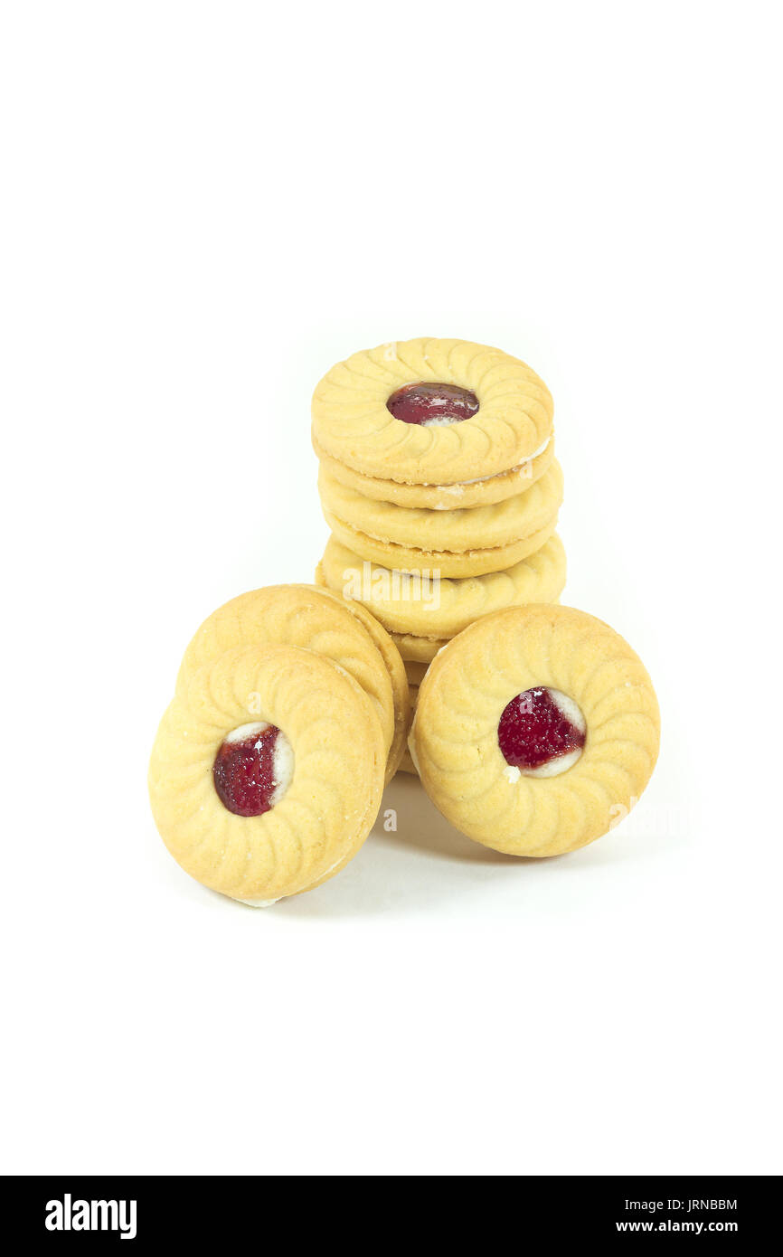 Many type of butter cookies isolated on white background Stock Photo ...