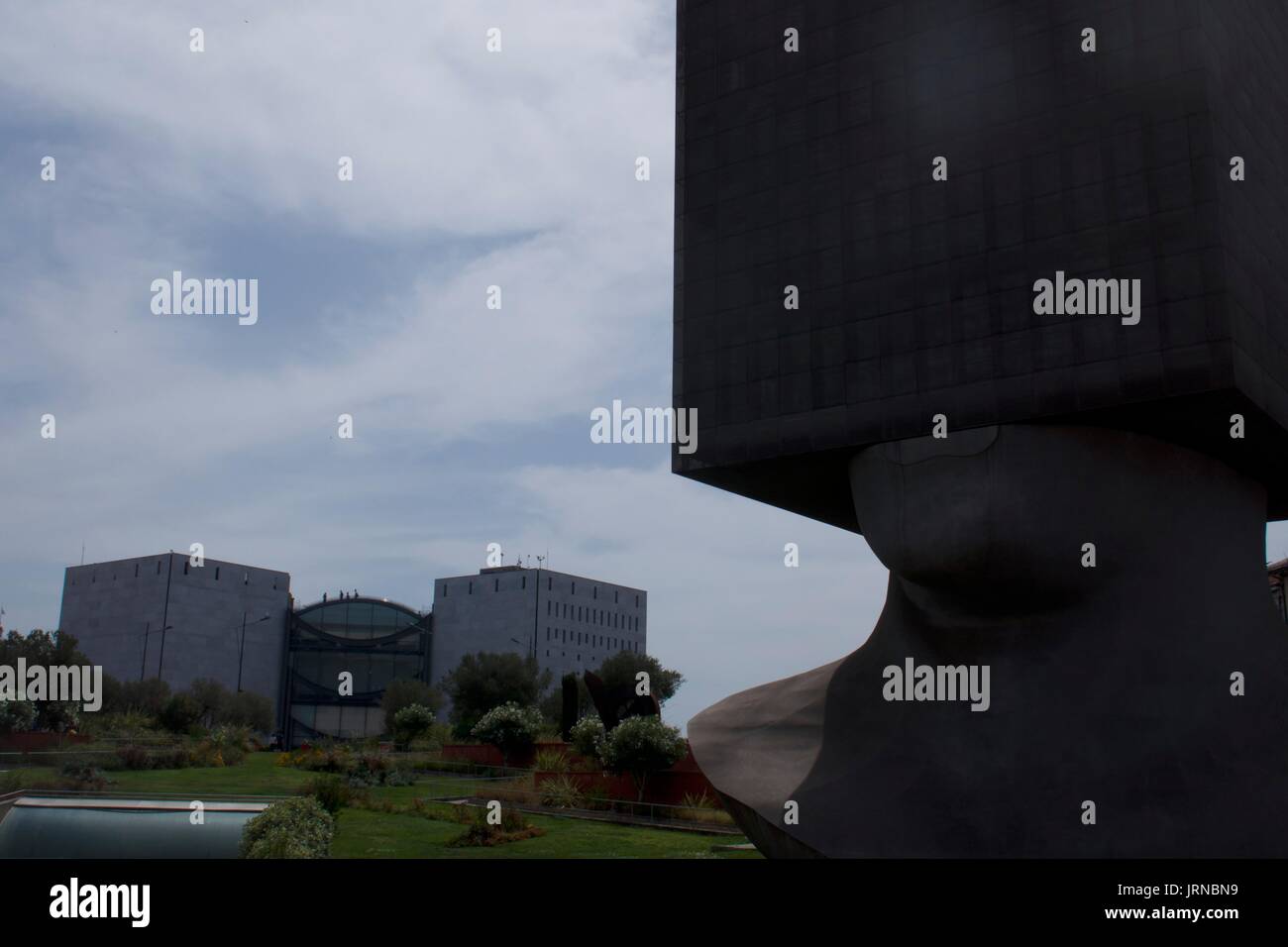 Human blockhead sculpture outside Central library, Nice, France Stock ...