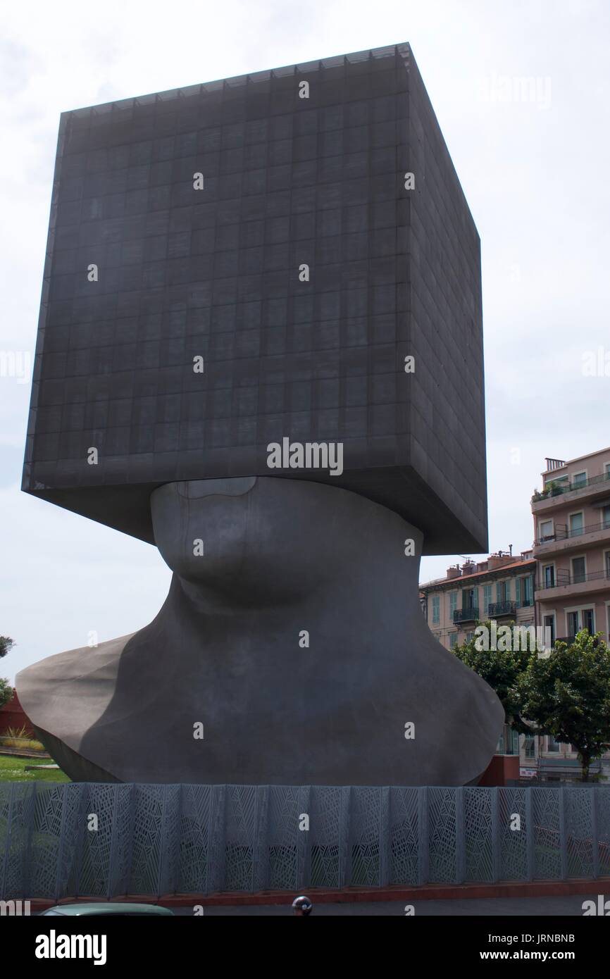 Human blockhead sculpture outside Central library, Nice, France Stock ...