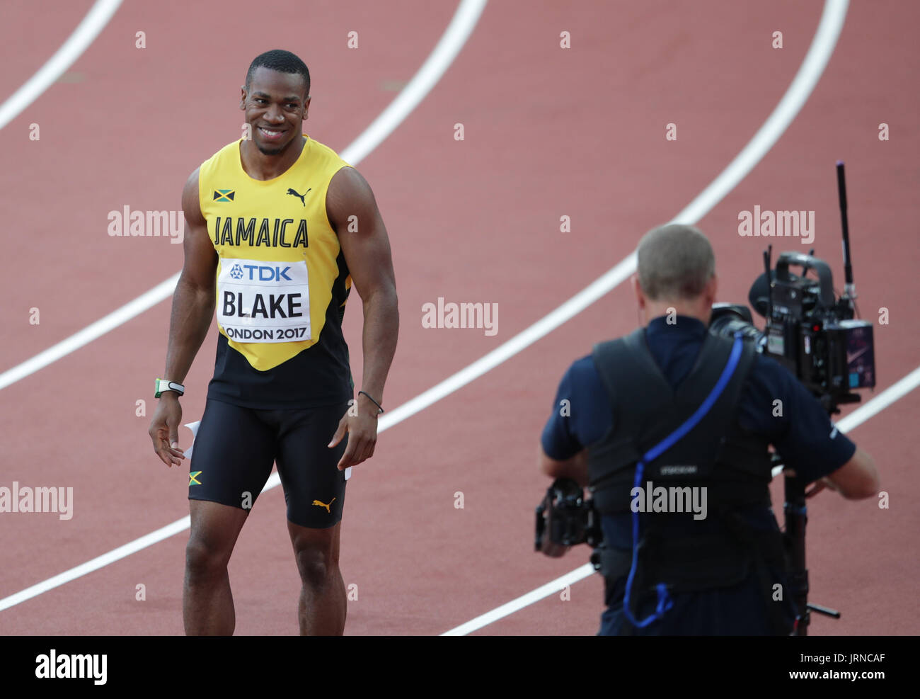 Jamaica's Yohan Blake after the Men's 100m semi-final heat one during ...