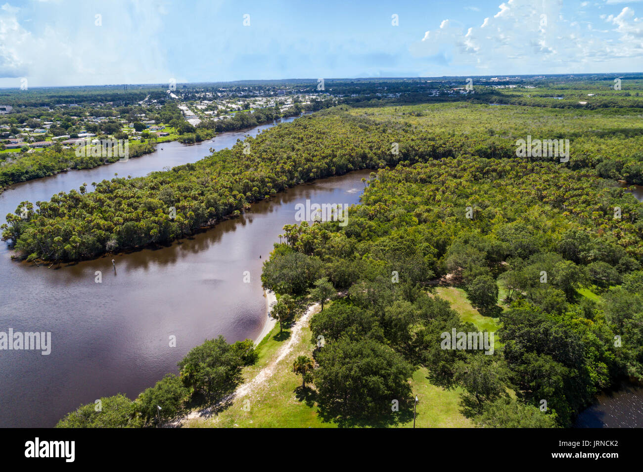 Florida,Port Saint St Lucie,River water Park,aerial overhead bird's eye ...