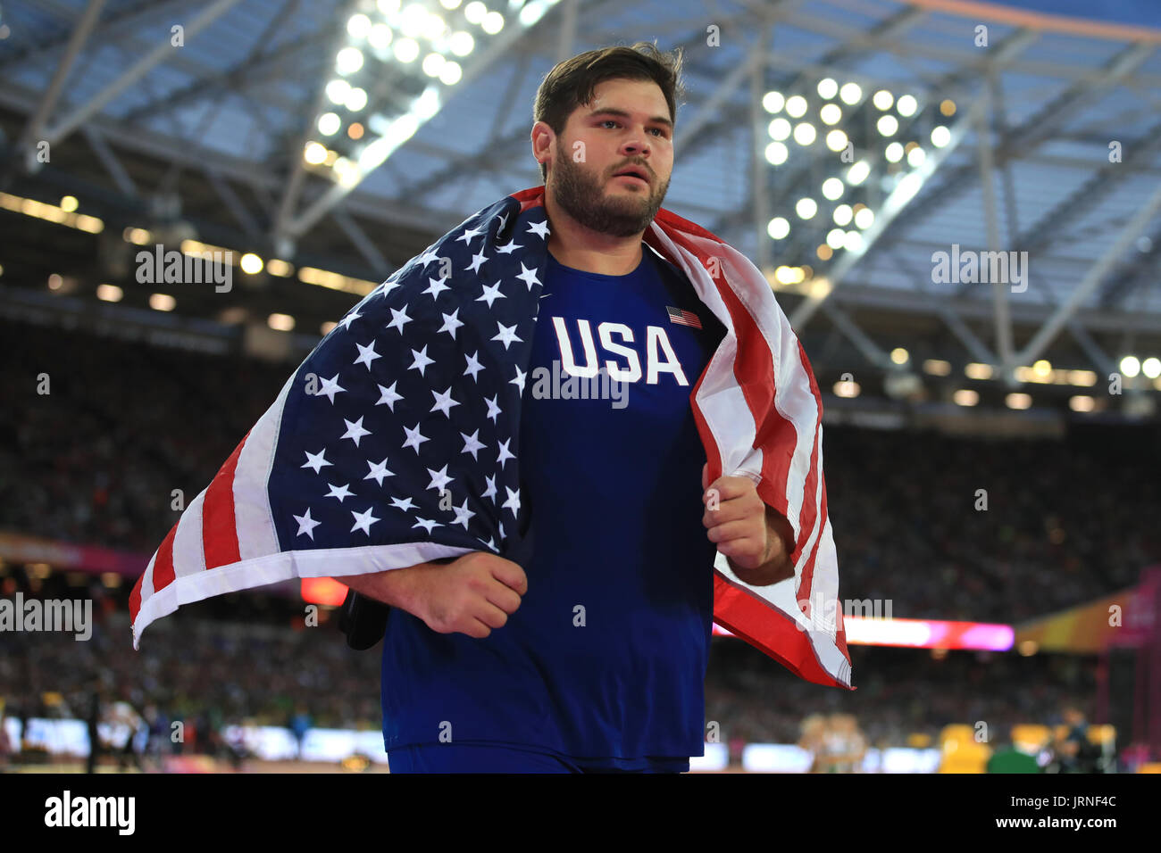 USA's Mason Finley celebrates winning bronze in the men's discus throw ...