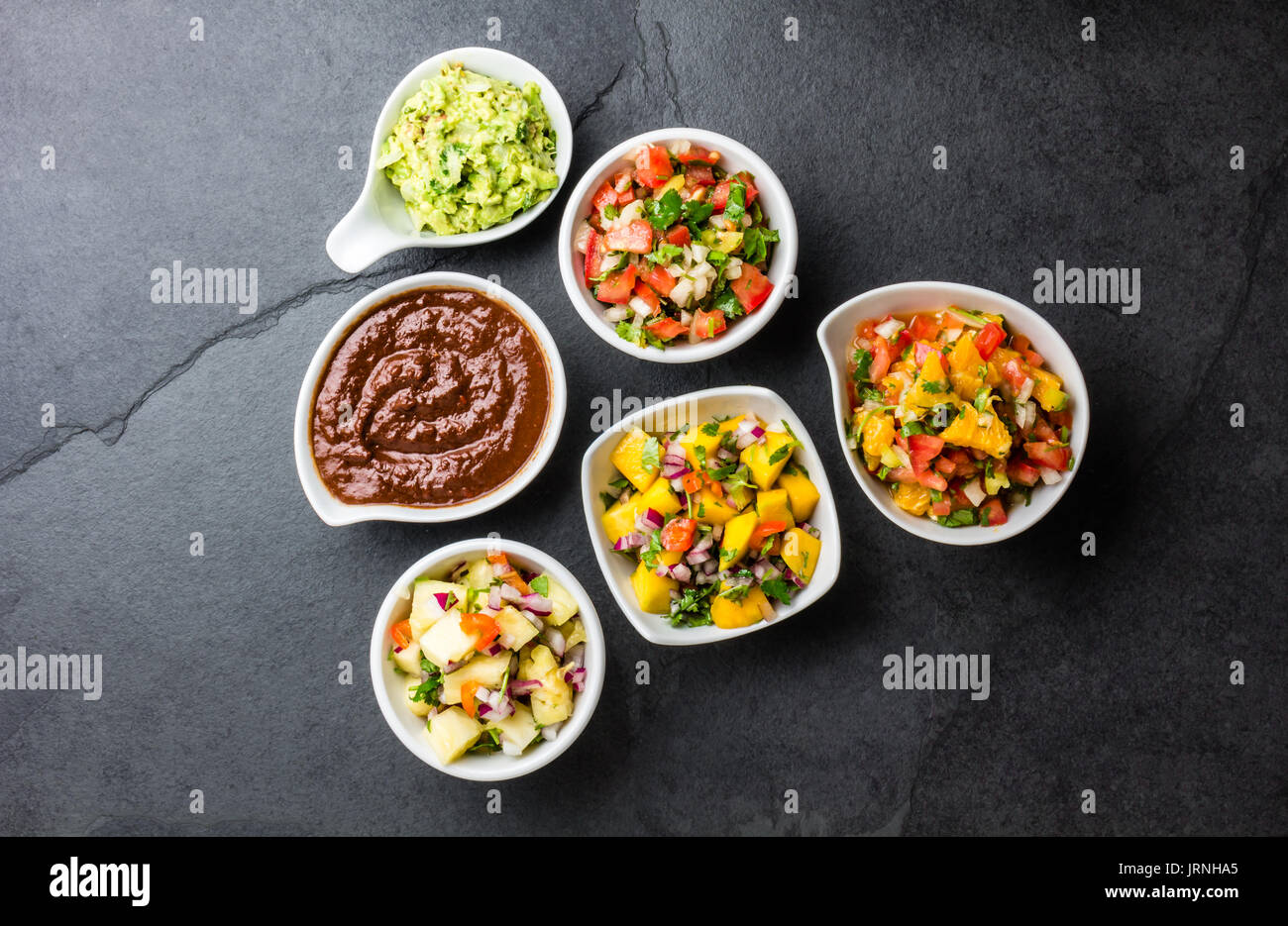Traditional famous mexican sauces chocolate chili mole poblano, pico de ...