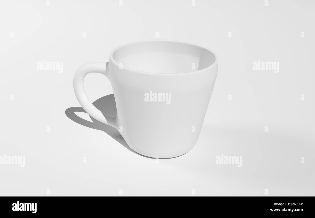 Empty white porcelain cup 3D illustration Stock Photo - Alamy