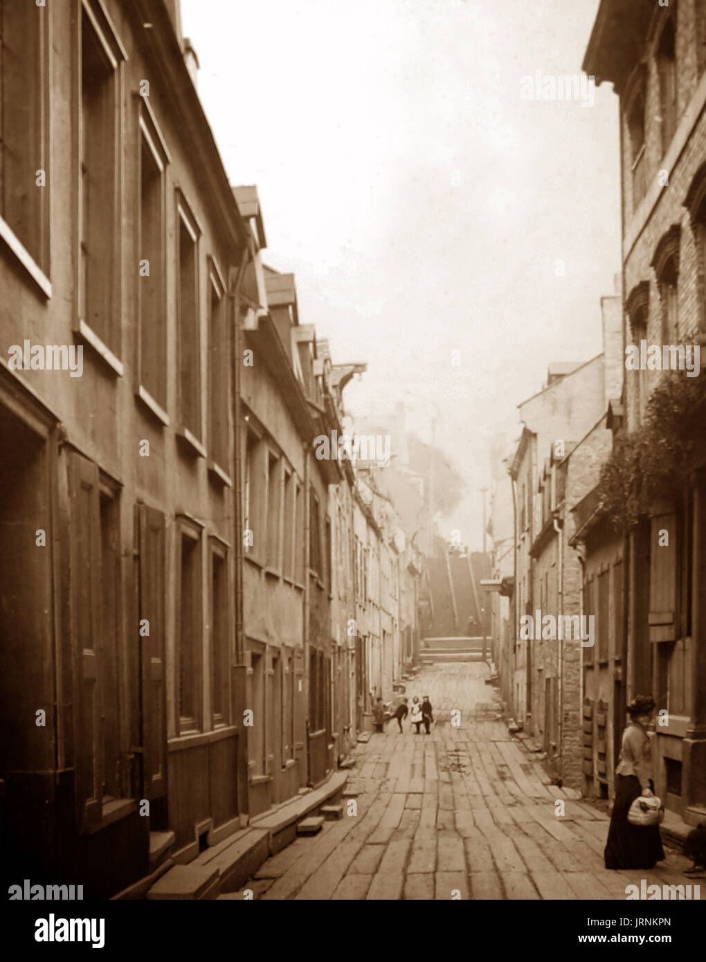 Little Champlain Street, Quebec City, Canada, early 1900s Stock Photo ...