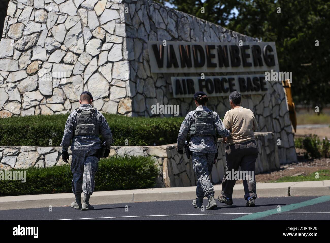 Lompoc, California, USA. 05th Aug, 2017. Air Force personnel arrest ...