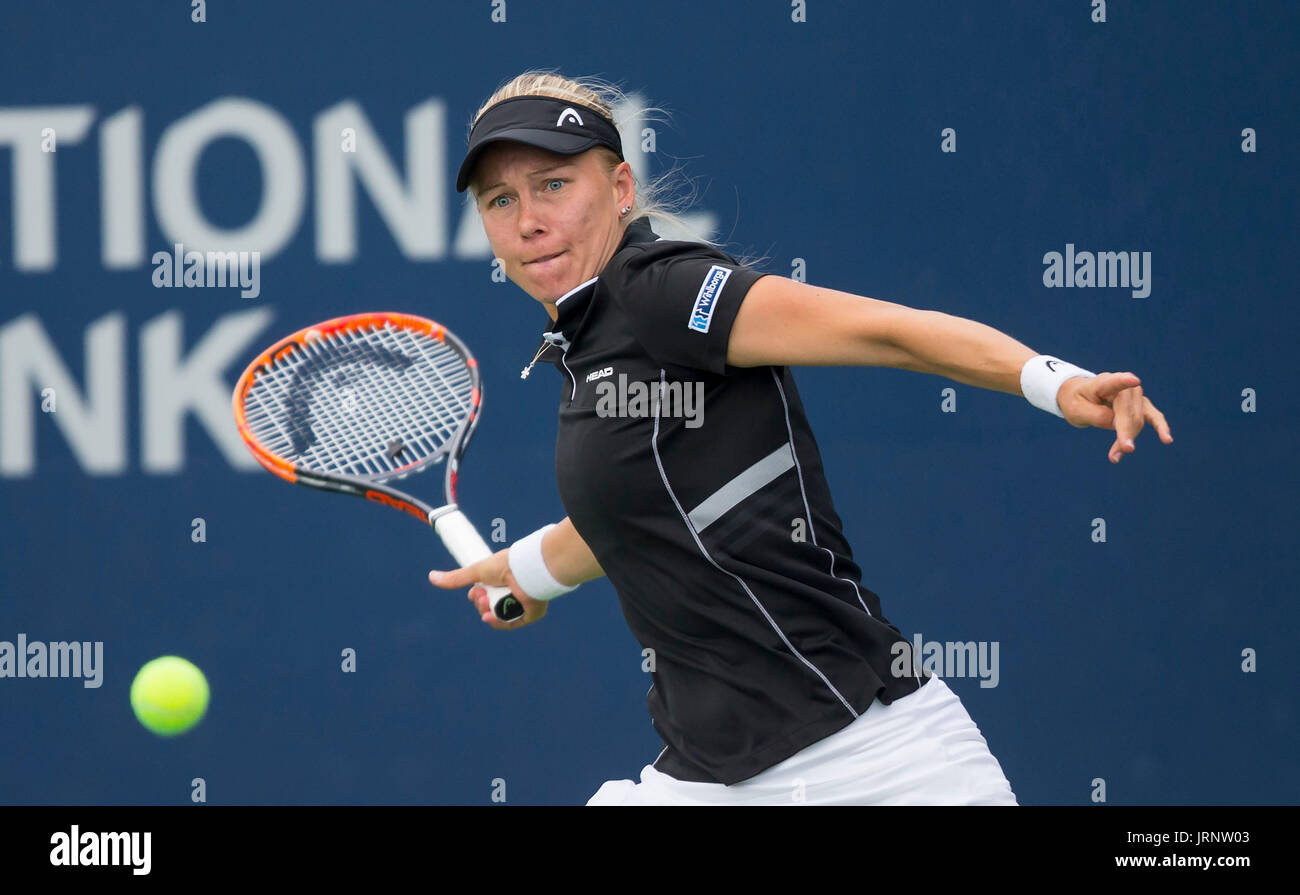 Toronto, Canada. 5th Aug, 2017. Johanna Larsson of Sweden returns the ...