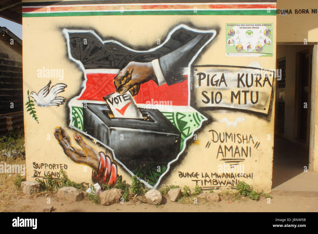 Mombasa, Kenya. 24th July, 2017. Picture of a graffiti on a wall with a ...