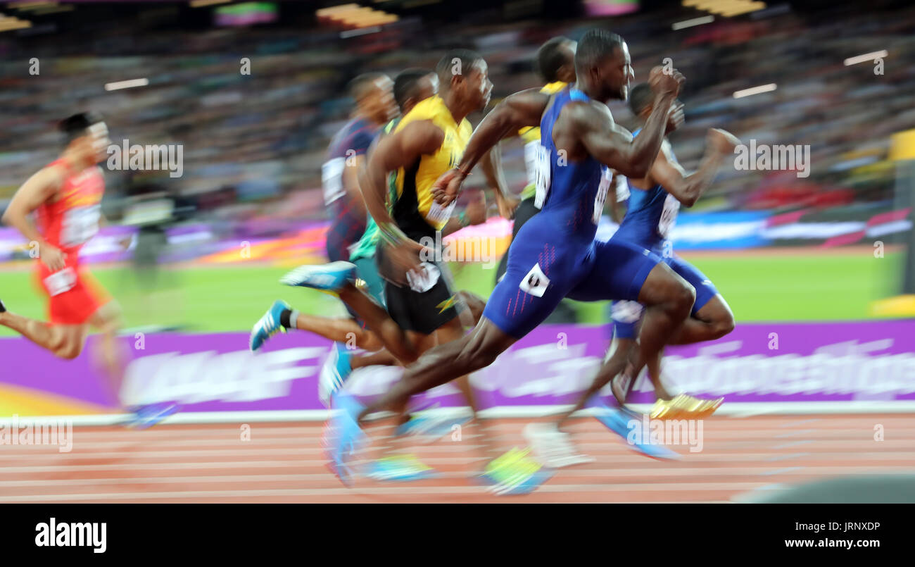 London, UK, UK. 5th Aug, 2017. New Men's 100 meter champ JUSTIN GATLIN ...