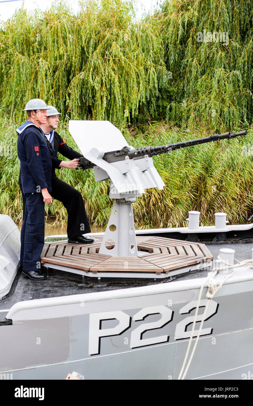Two men, living history players in world war two British Navy uniform ...