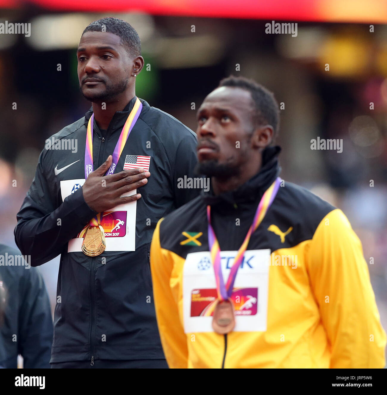 Justin Gatlin & Usain Bolt 100 Medal Ceremony World Athletics ...