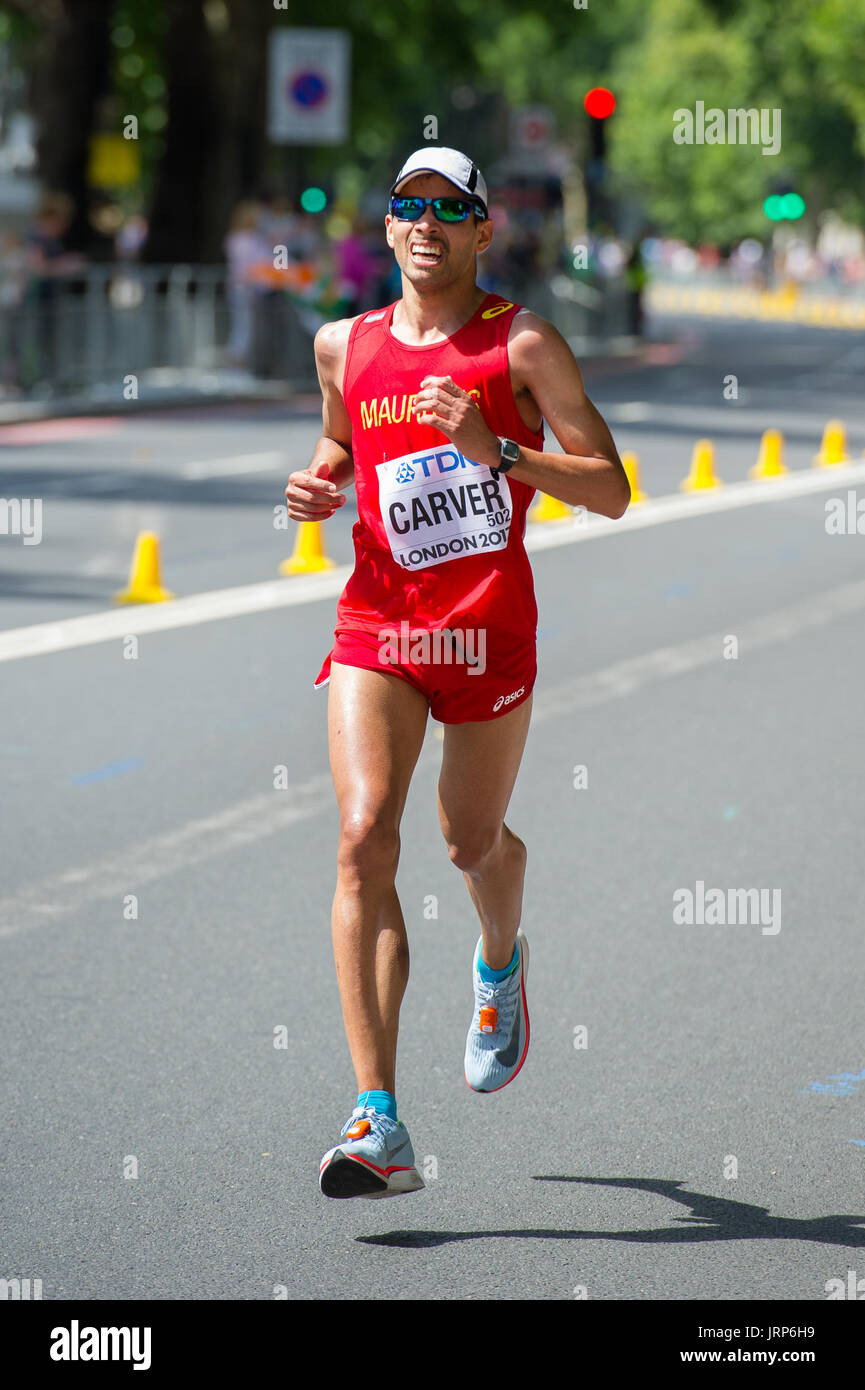 London, UK. 6th August, 2017. David Carver (Mauritius) at the IAAF ...