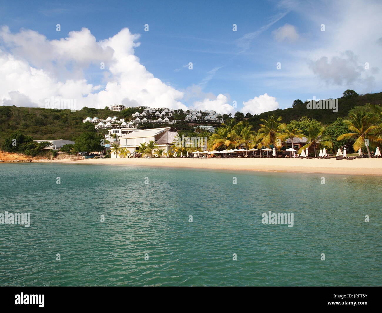Crocus Bay beach from the dock, Anguilla, BWI. Da Vida on the beach and ...