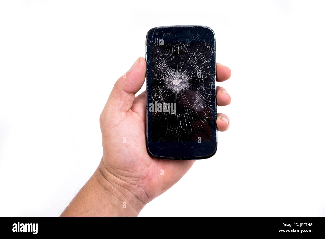 mobile phone screen is cracked isolated on white background Stock Photo ...