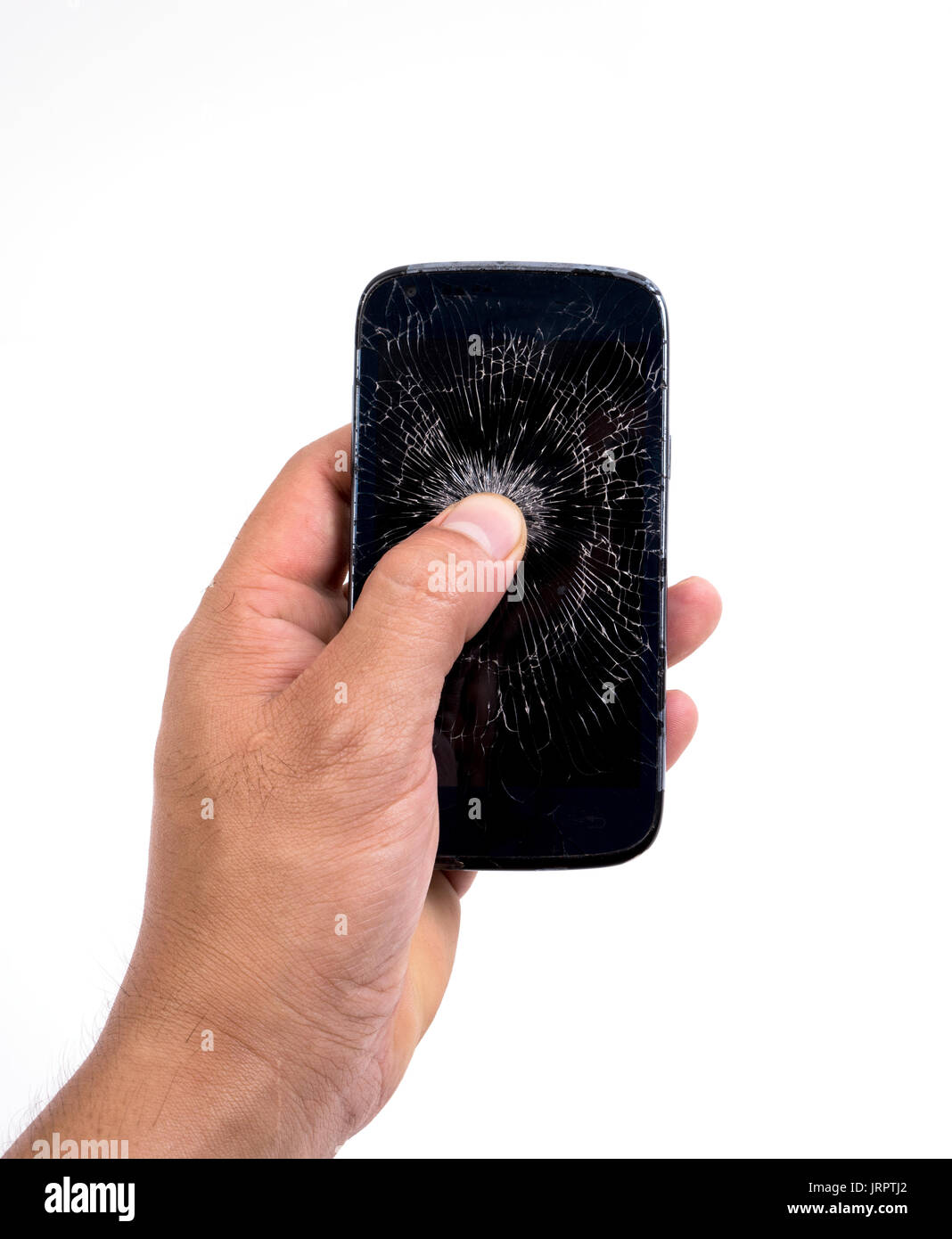 mobile phone screen is cracked isolated on white background Stock Photo ...