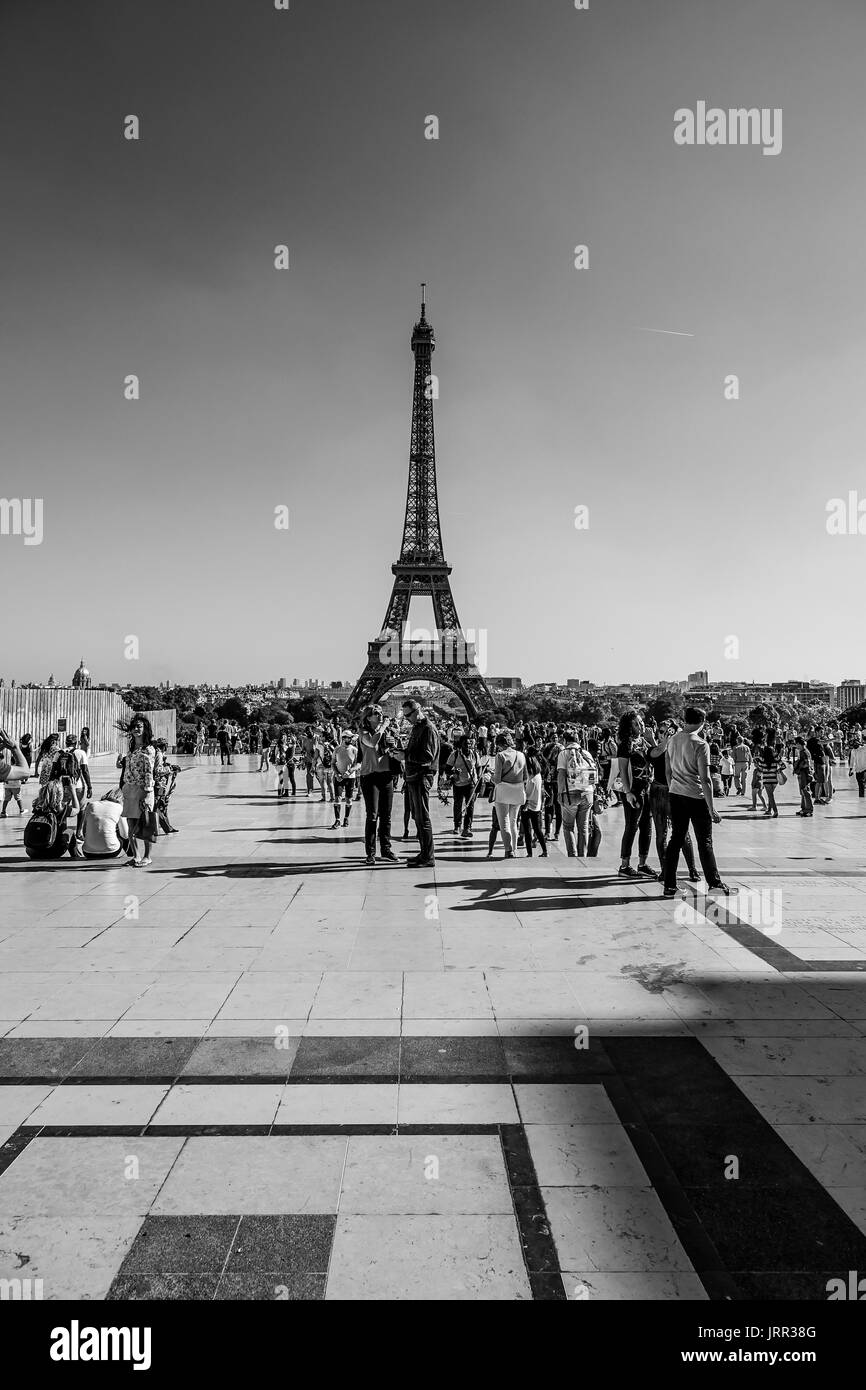 Paris Trocadero square with a view to Eiffel Tower - PARIS / FRANCE ...