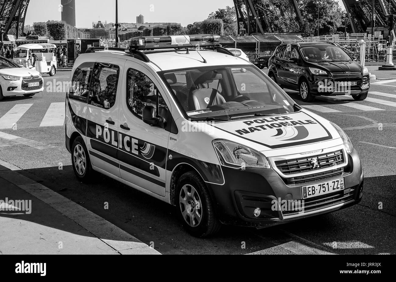 Police car in Paris at Eiffel Tower - PARIS / FRANCE - SEPTEMBER 24 ...
