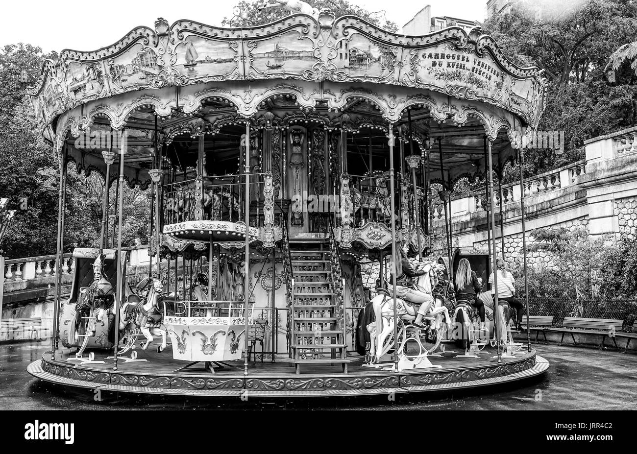 Famous Montmartre carousel in Paris - PARIS / FRANCE - SEPTEMBER 24 ...