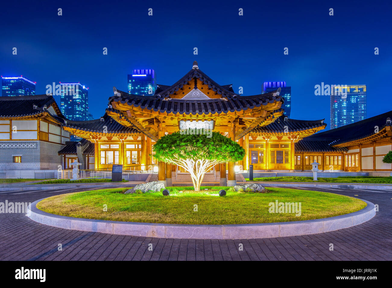 Traditional Korean style architecture at night in Seoul,Korea Stock ...