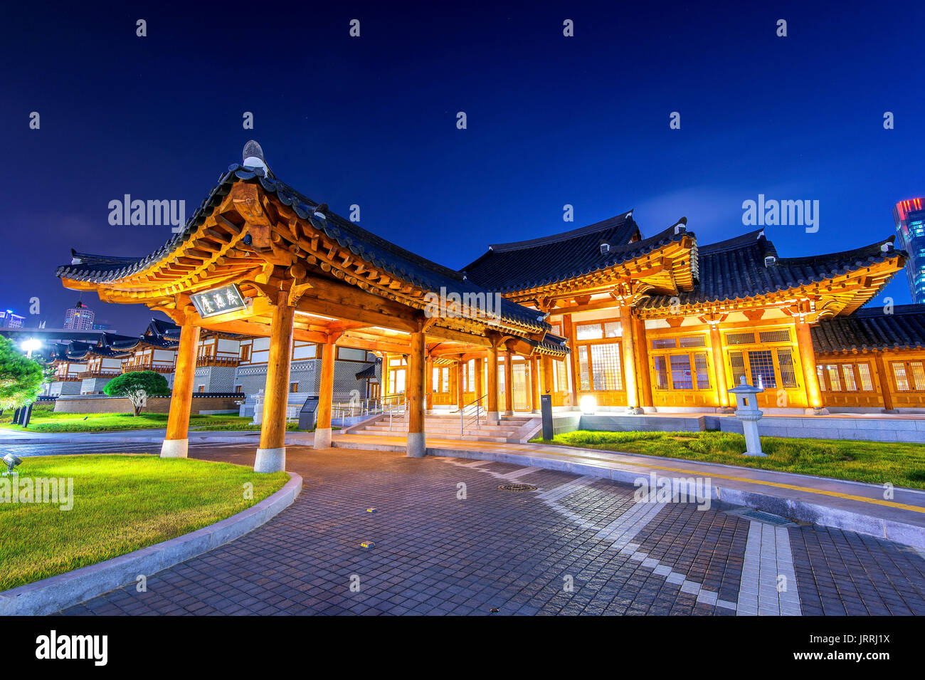 Traditional Korean style architecture at night in Seoul,Korea Stock ...