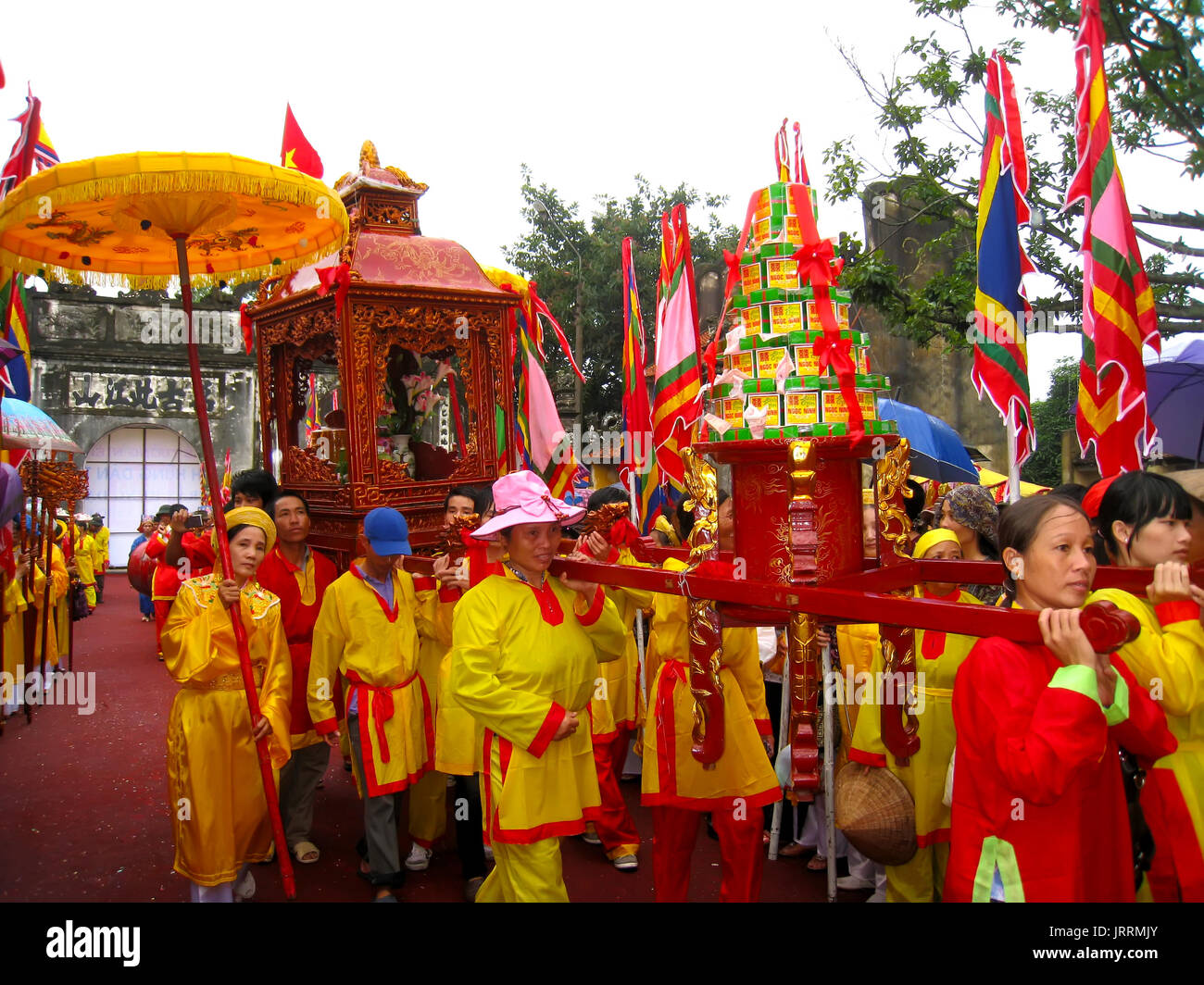 HAI DUONG, VIETNAM, February, 25: Group of people in traditional ...