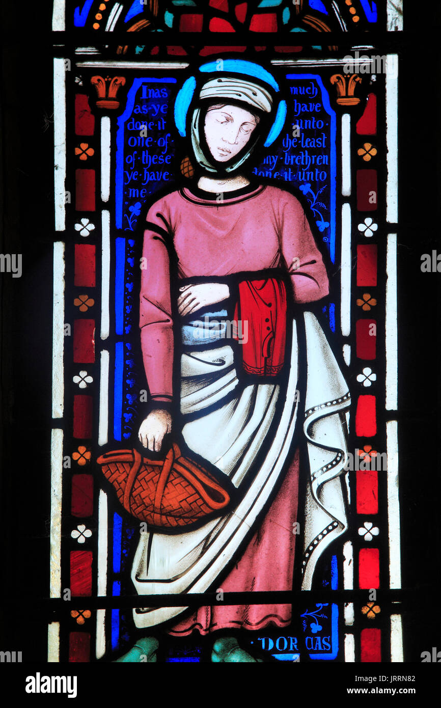 Stained glass lancet window picture of Dorcas, Church of Saint Mary ...