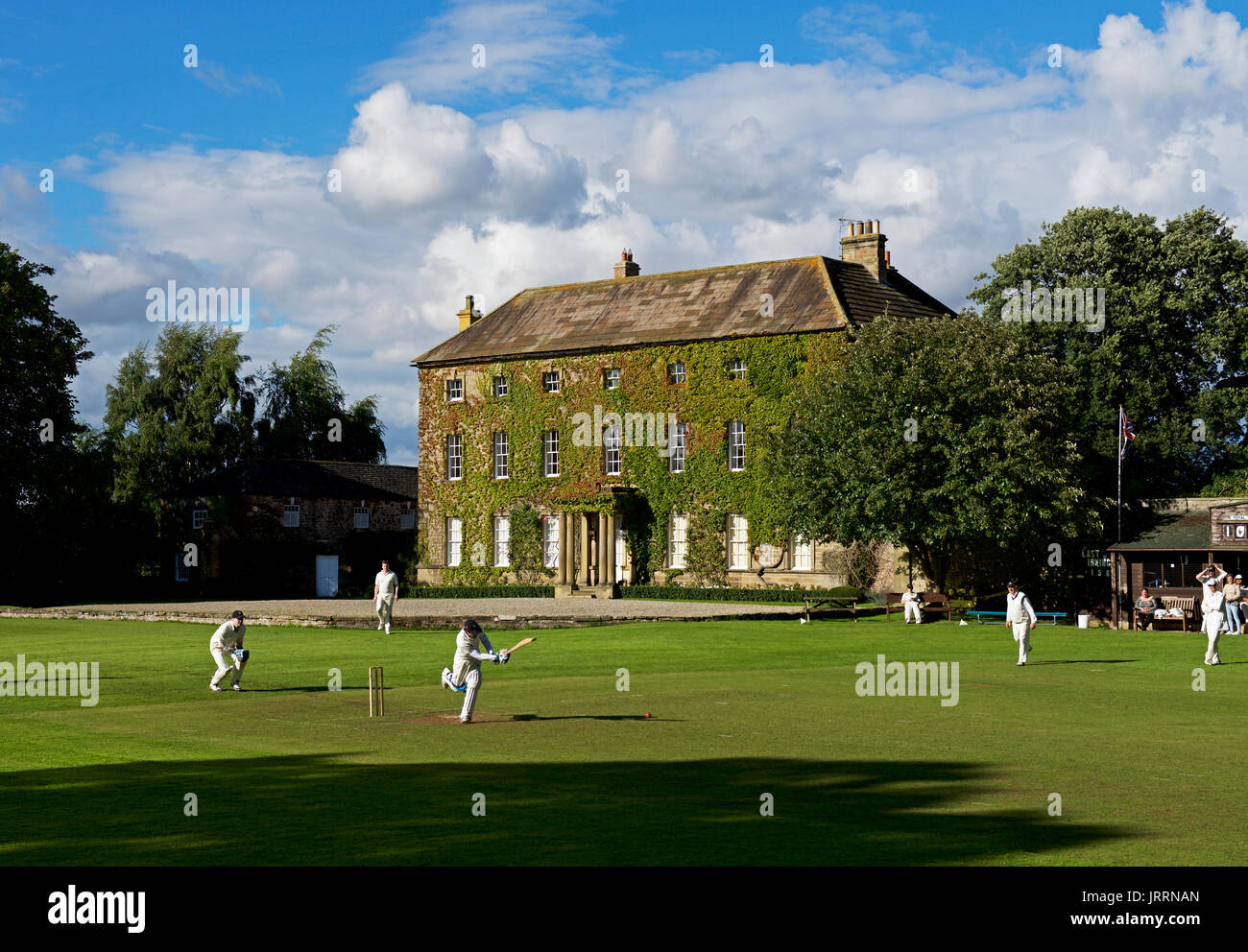 Cricket match in the village of Crakehall, North Yorkshire, England UK ...