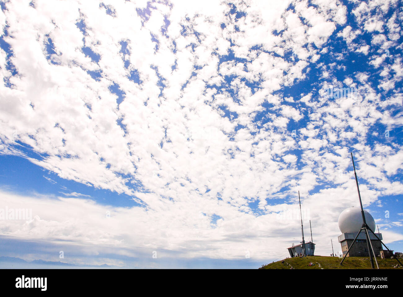 Skyguide aerial radar station, settled on the summit of the Dôle ...